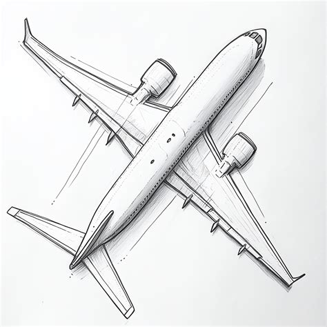Airplane Sketch On White Background Hand Drawn Airplane Vector
