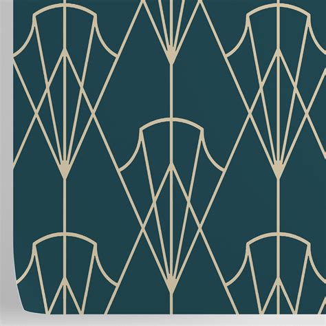 1930s Art Deco Wallpaper Geometric Print Mid Century Wall Etsy