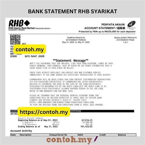 Contoh Bank Statement Rhb Bank Dan Cara Download Online