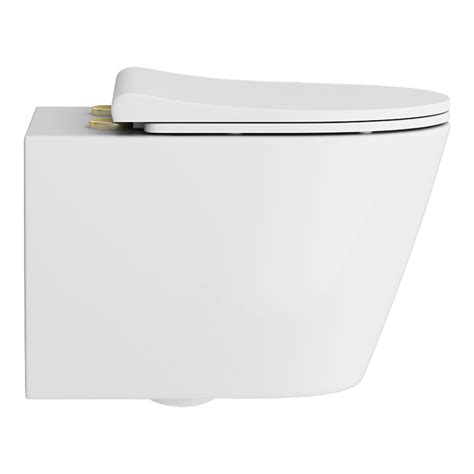 Arezzo Compact Toilet Frame With Wall Hung Wc Brushed Brass Flush Hinges Douche Kit
