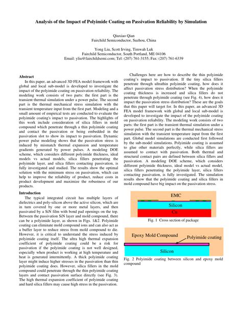 Pdf Analysis Of The Impact Of Polyimide Coating On Passivation Reliability By Simulation