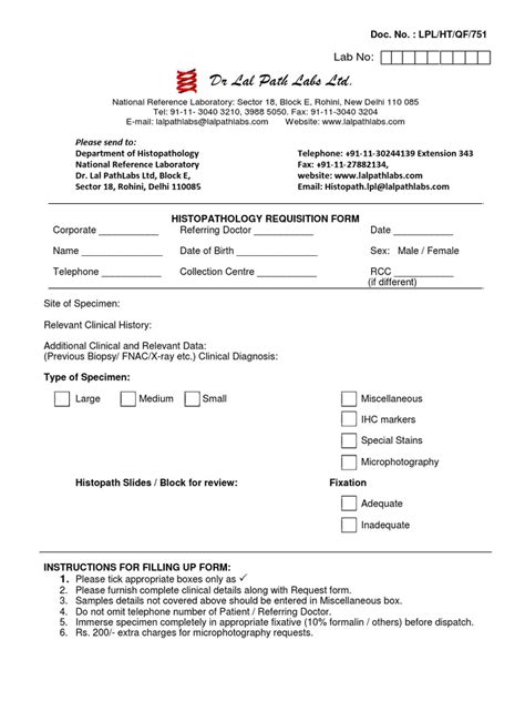 Histopathology Requisition Form Pdf Histopathology Biopsy