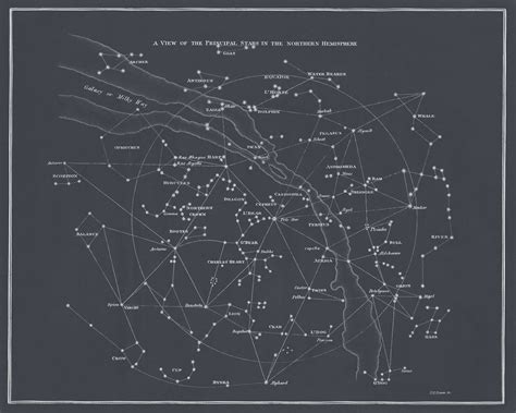 Minimalist Star Map Print Blue Star Map Constellations Chart Etsy