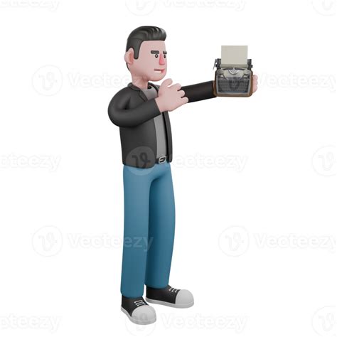 Screenwriter 3d Cartoon Model Design A Male Screenwriter Stands With