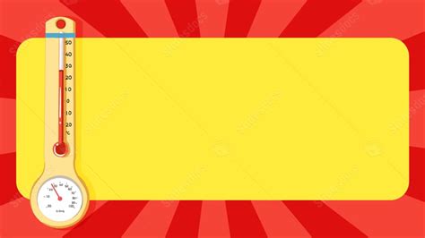 High Temperature Thermometer Yellow Flat Red Powerpoint Background For