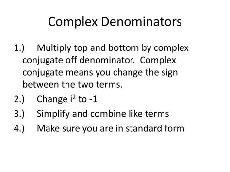 Ppt Rationalizing Imaginary And Complex Denominators Powerpoint