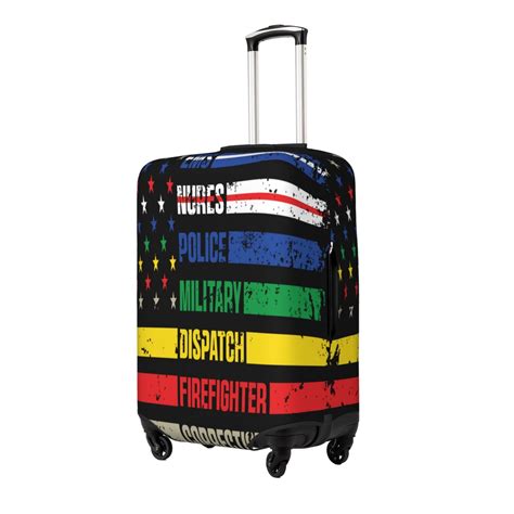 Fotbe Thin Green Line With Usa Flag Luggage Cover Protector Suitcase