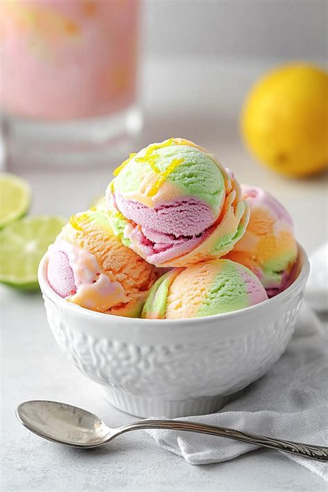 Rainbow Sherbet Ice Cream In