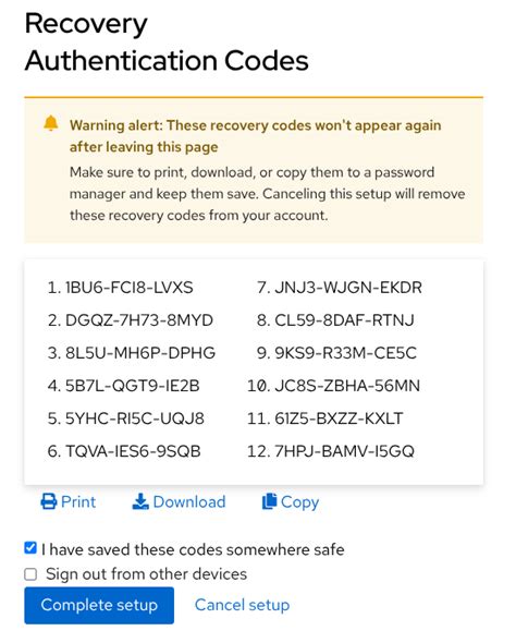 Recovery Authentication Codes Keycloak