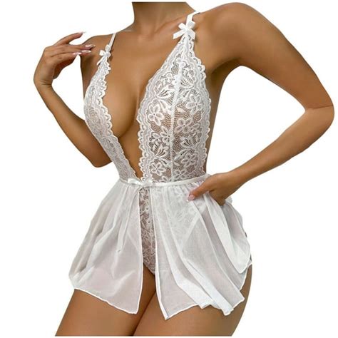Odeerbi Womens Lingerie Bodysuit Set Valentines Day Sexy Lacquer