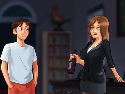 Rule 34 1boy 1girls 2d Bottle Bottomwear Brown Hair Cleavage Clothed