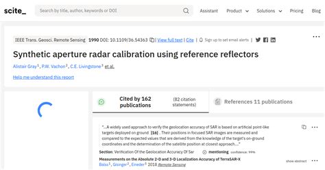 Synthetic Aperture Radar Calibration Using Reference Reflectors