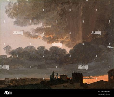 Simon Denis Sunset Rome Simon Denis Belgian Antwerp 17551813 Naples Oil On Paper Stock