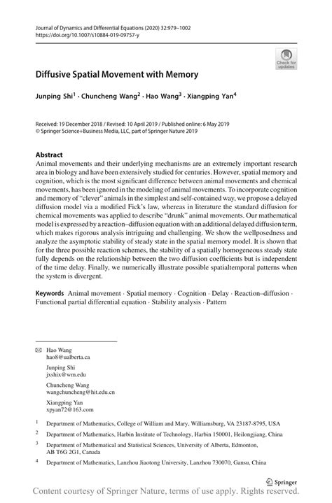 diffusive spatial movement with memory request pdf