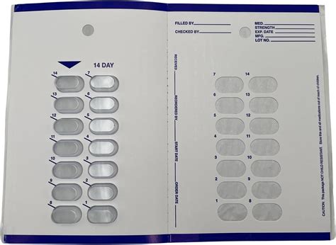 2 Week 14 Day Cold Seal Medication Pill Blister Cards Disposable Easy To Use Unit Dose Pill