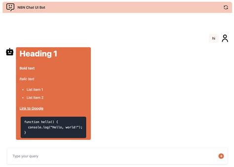 render markdown and html in responses n8n chat ui