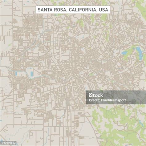 Santa Rosa California Us City Street Map Stock Illustration Download