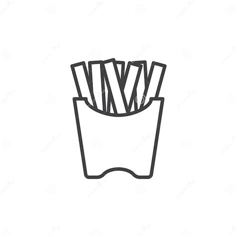 French Fries Icon Set Potato Fries Bag Vector Symbol Fried Chips Cone