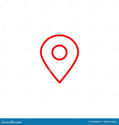 Location Icon Map Pin Outline Red Vector Address Area Marker
