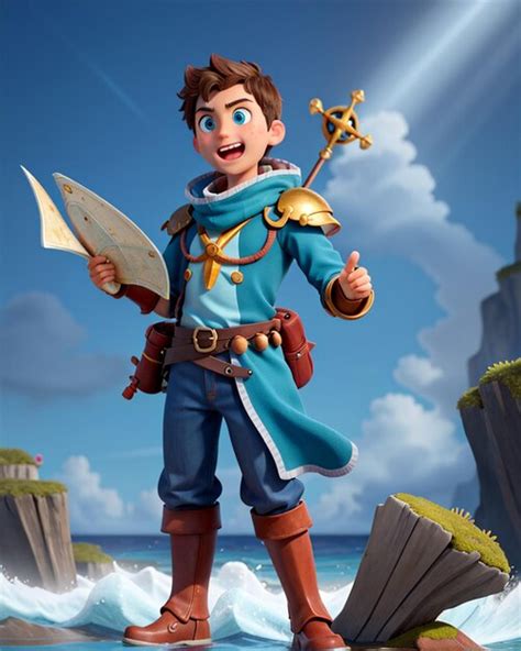 Premium Ai Image A Cartoon Of A Boy With A Sword And Shield
