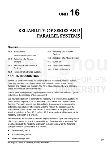 Reliability Of Series And Parallel Systems Pdf Reliability Engineering System