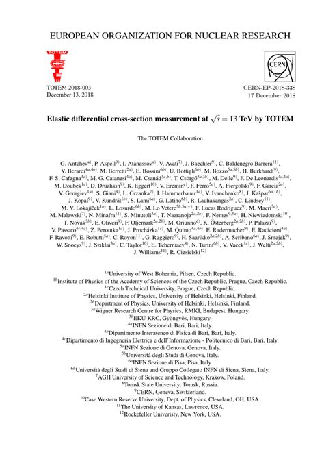 Pdf Elastic Differential Cross Section Measurement At √s13 Tev By Totem