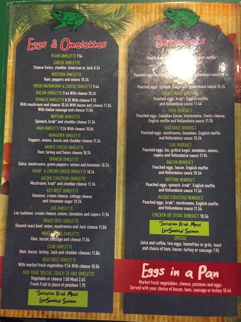 Menu At Frog Pond Restaurant North Redington Beach