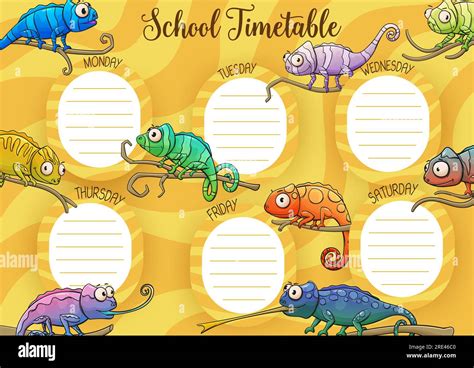 School Timetable Vector Template Of Student Schedule Education Design