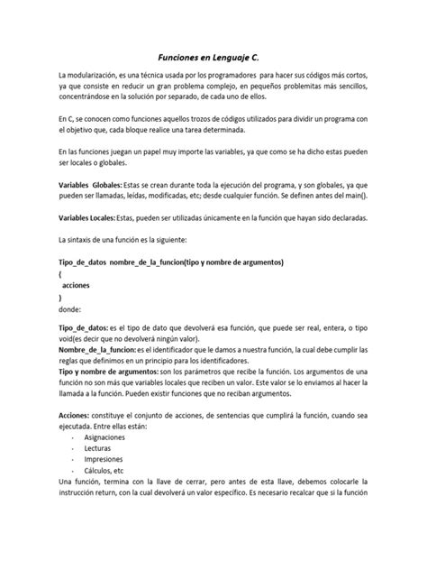 Resultado De Aprendizaje 21 Tema Funciones Pdf Lenguaje De