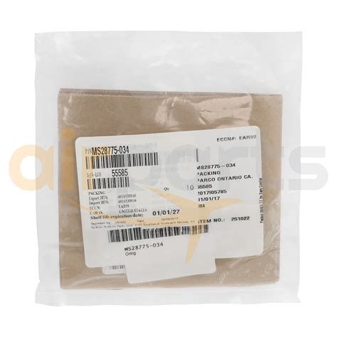 Military Standard O Ring Ms28775 034 Airparts Aero Inc