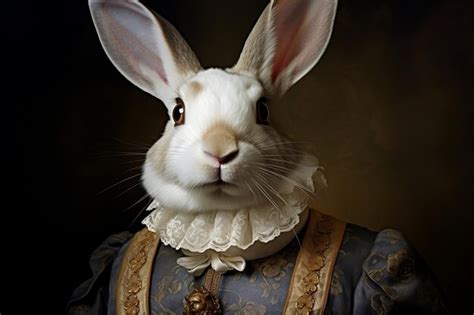 Premium Ai Image Vintage Outfit With Ruff Rabbit Aristocrat Generative Ai