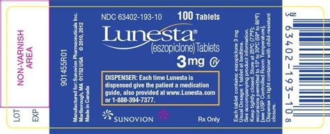 Lunesta Fda Prescribing Information Side Effects And Uses