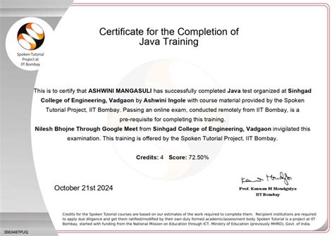Ashwini Mangasuli On Linkedin Javaprogramming Iit Certification Coding Techskills