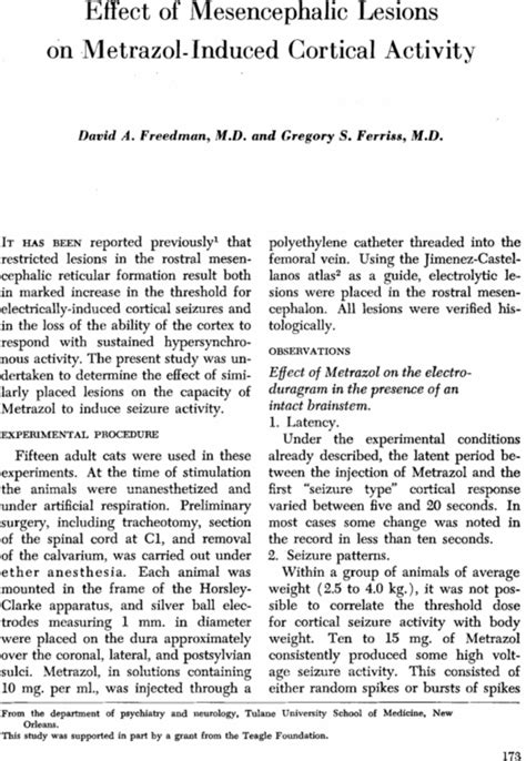 Effect Of Mesencephalic Lesions On Metrazol‐induced Cortical Activity