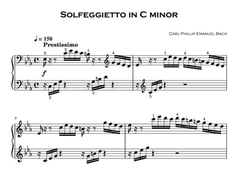 Solfeggietto In C Minor By Cpe Bach Grade 6 With Note Names Etsy