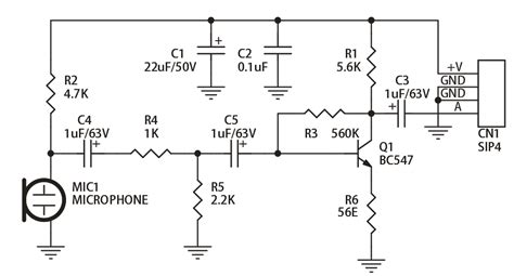 Condenser Mic Preamplifier Circuit Using BC547 Transistor 49 OFF