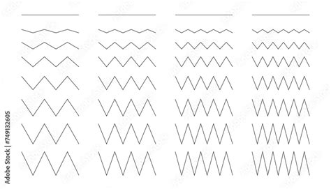 Set Of Zig Zag Wavy Vector Collection Of Different Thin Line Wide And