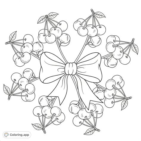Bow And Cherry Delight Coloringapp