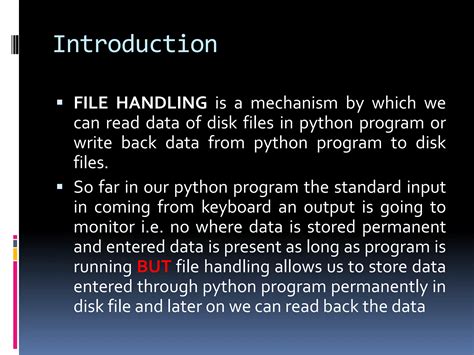 File Handling In Python To Understand Basic Operations Pptx