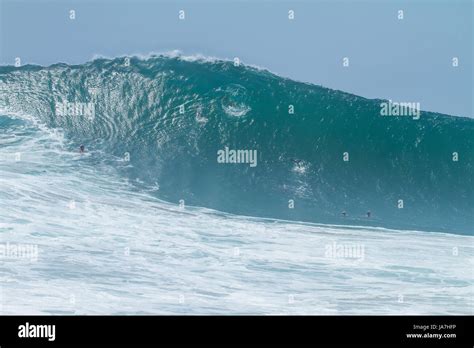 Huge Wave As Bodysurfers Swim Out At The Wedge Newport Beach California