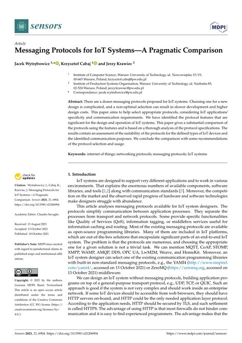 Pdf Messaging Protocols For Iot Systems—a Pragmatic Comparison Pdf Messaging Protocols For Iot Systems—a Pragmatic Comparison