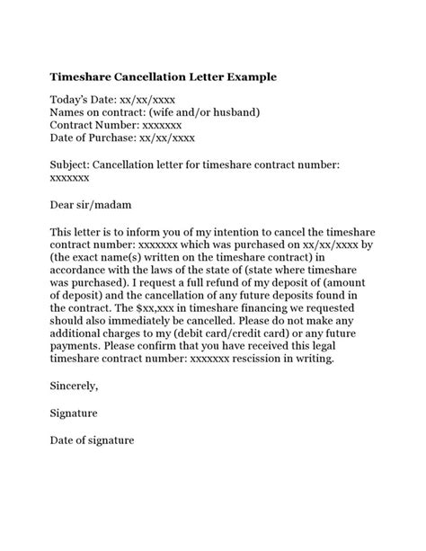 40 Timeshare Cancellation Letter Samples And Templates Templatelab