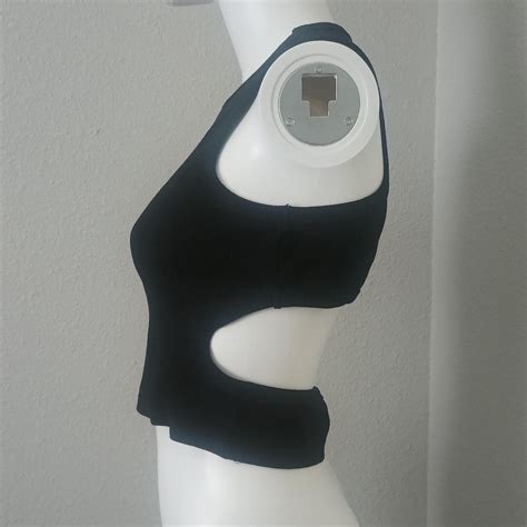 Never Worn Black Ribbed Tank Top With Cutout Back Depop