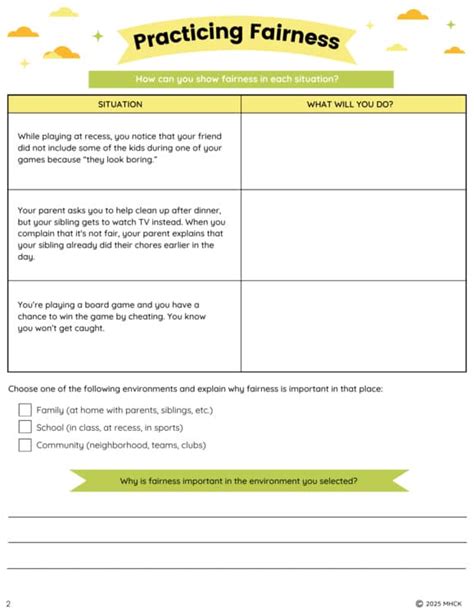 Fairness Worksheets Character Education Sel Worksheet Activities 3pgs