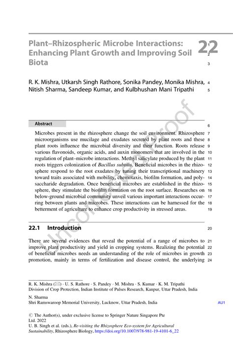 Pdf Plantrhizospheric Microbe Interactions Enhancing Plant Growth