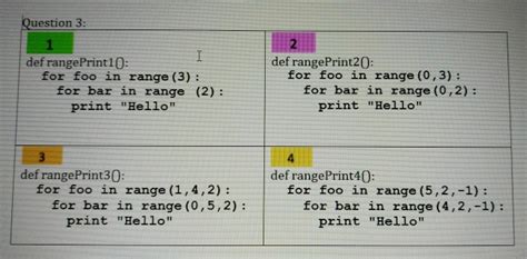 Solved Question Def RangePrint Def RangePrint For Chegg Com