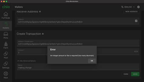 Bug Getting Error When Sending Transaction · Issue 9873 · Chia Networkchia Blockchain · Github