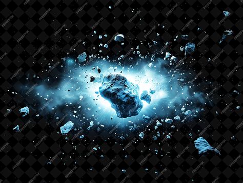 Asteroid Impact Explosion With Crater Space Debris And Meteo Png Neon