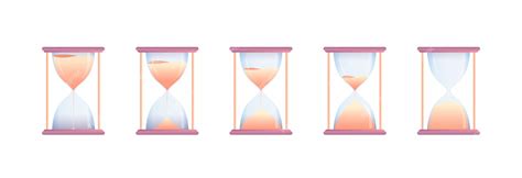Premium Vector Set Of Hourglasses At Different Stages Countdown
