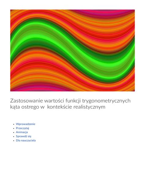 Zastosowaniewartoscifunkcjitrygonometrycznych Pdf